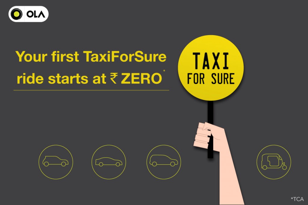 TaxiForSure rides on the Ola app at Rs. Zero! - Olacabs Blogs